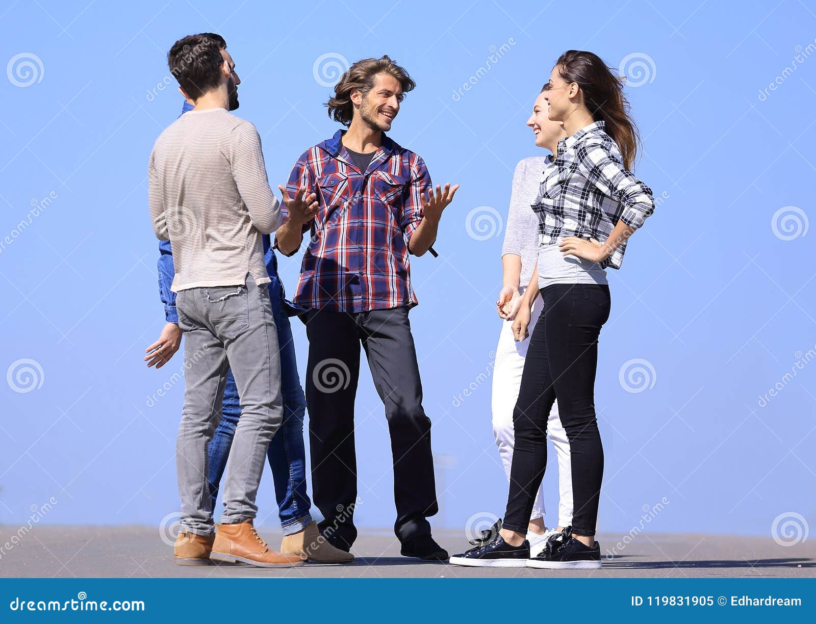 Group of Students Talking while Standing Outdoors Stock Image - Image ...