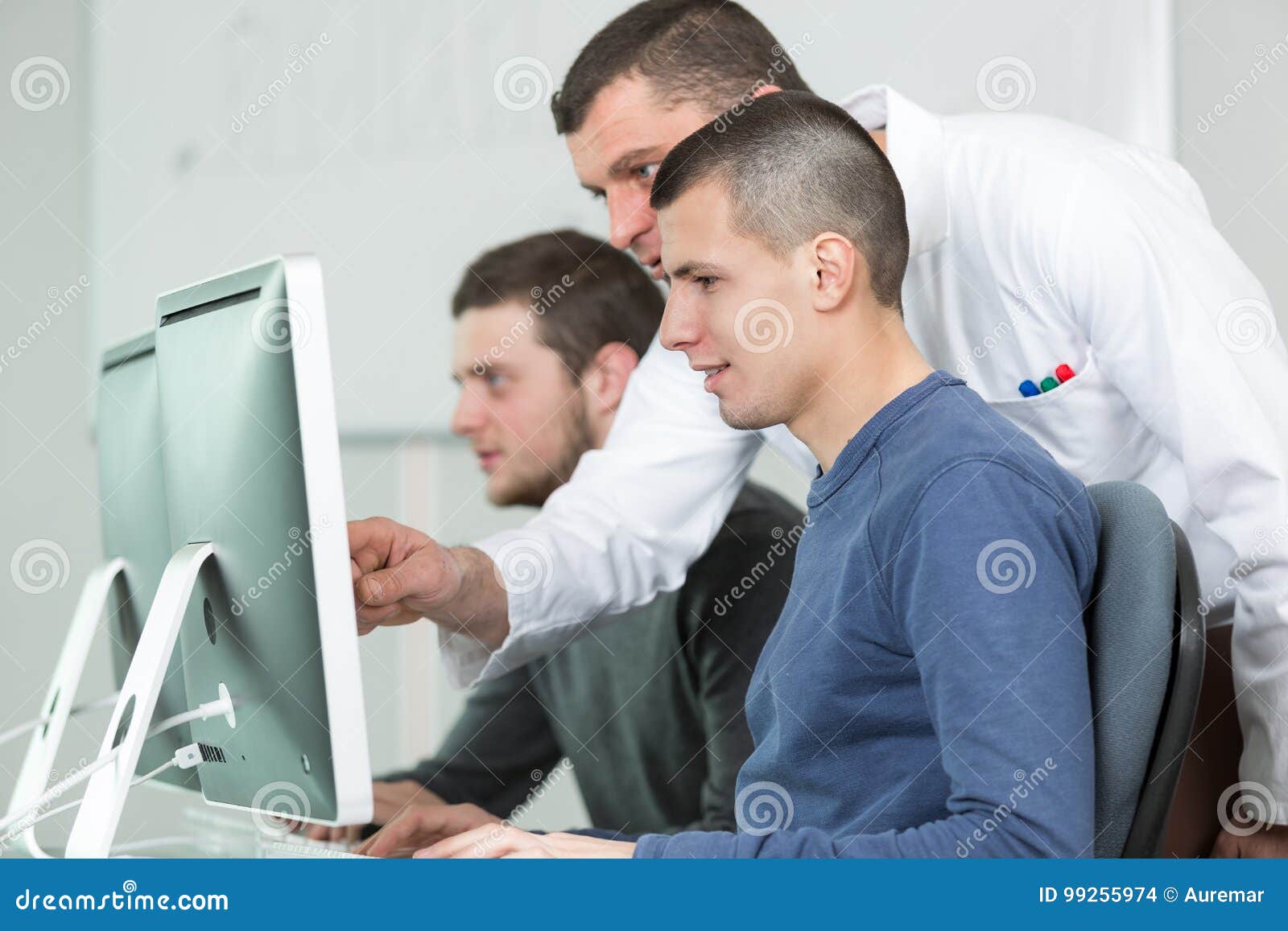 Group Students with Teacher in Computer Lab Classrom Stock Photo ...