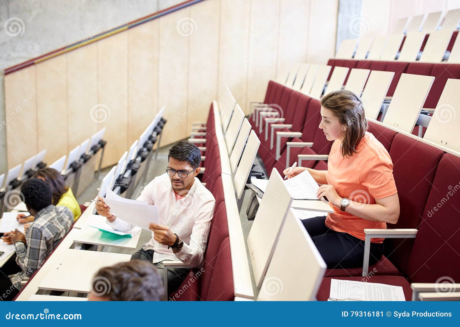 Group of Students with Tests at Lecture Hall Stock Image - Image of ...