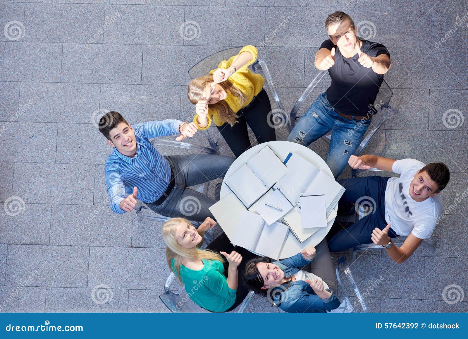 Group of students top view stock photo. Image of coffee - 57642392