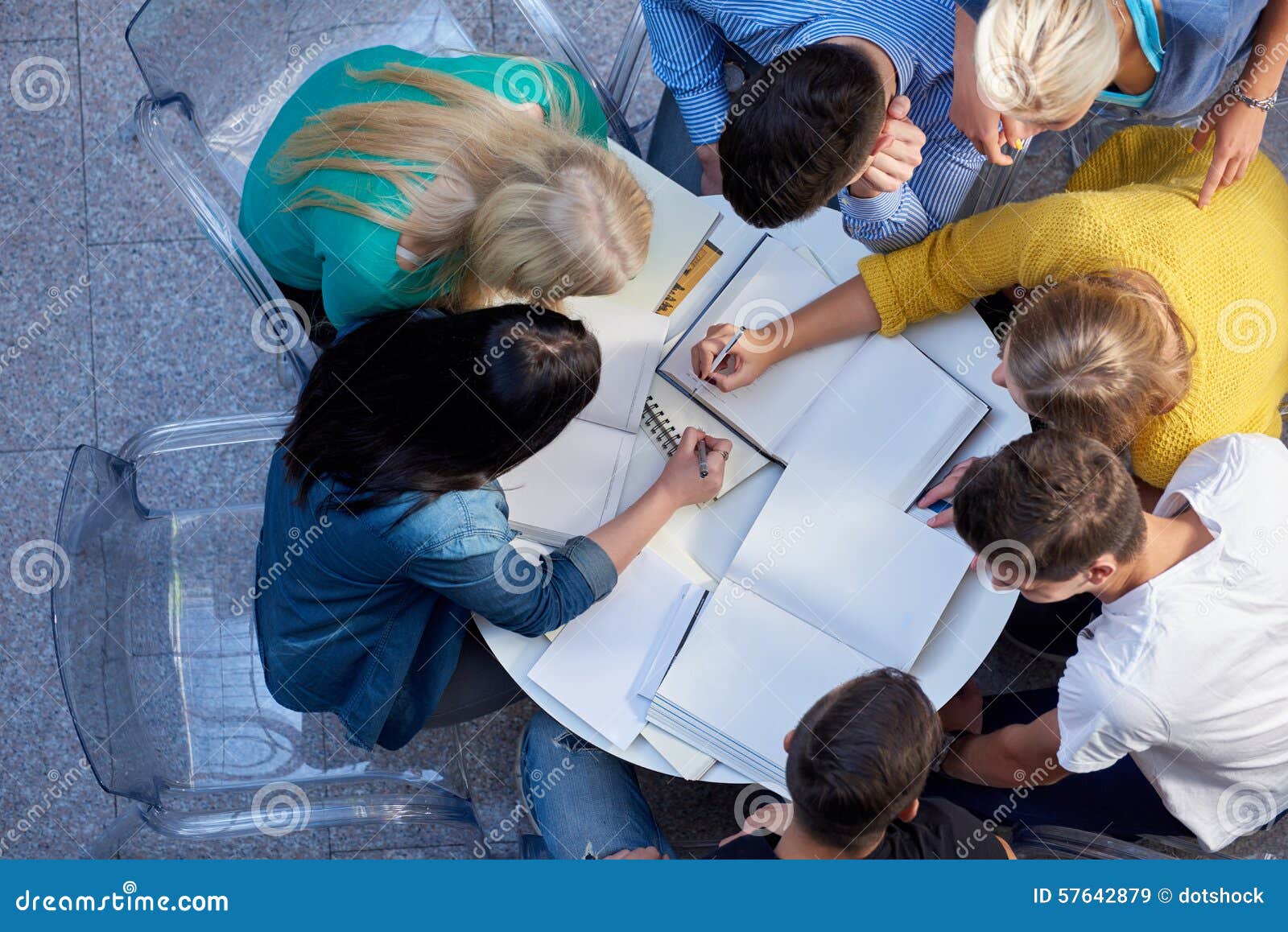 Group of students top view stock image. Image of computer - 57642879