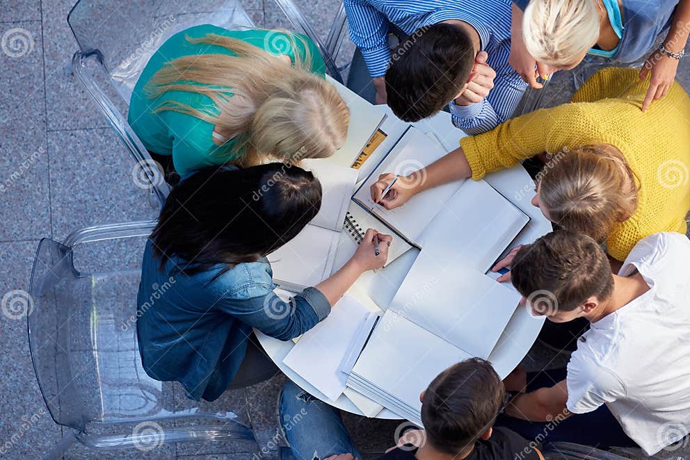 Group of students top view stock image. Image of computer - 57642879