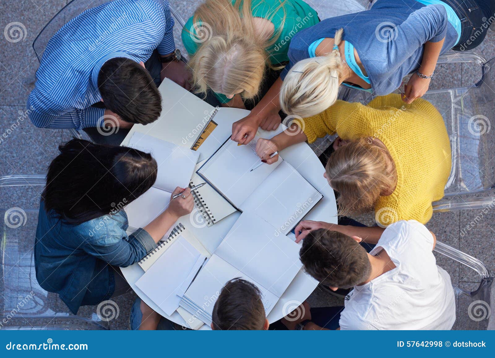 Group of students top view stock photo. Image of sitting - 57642998