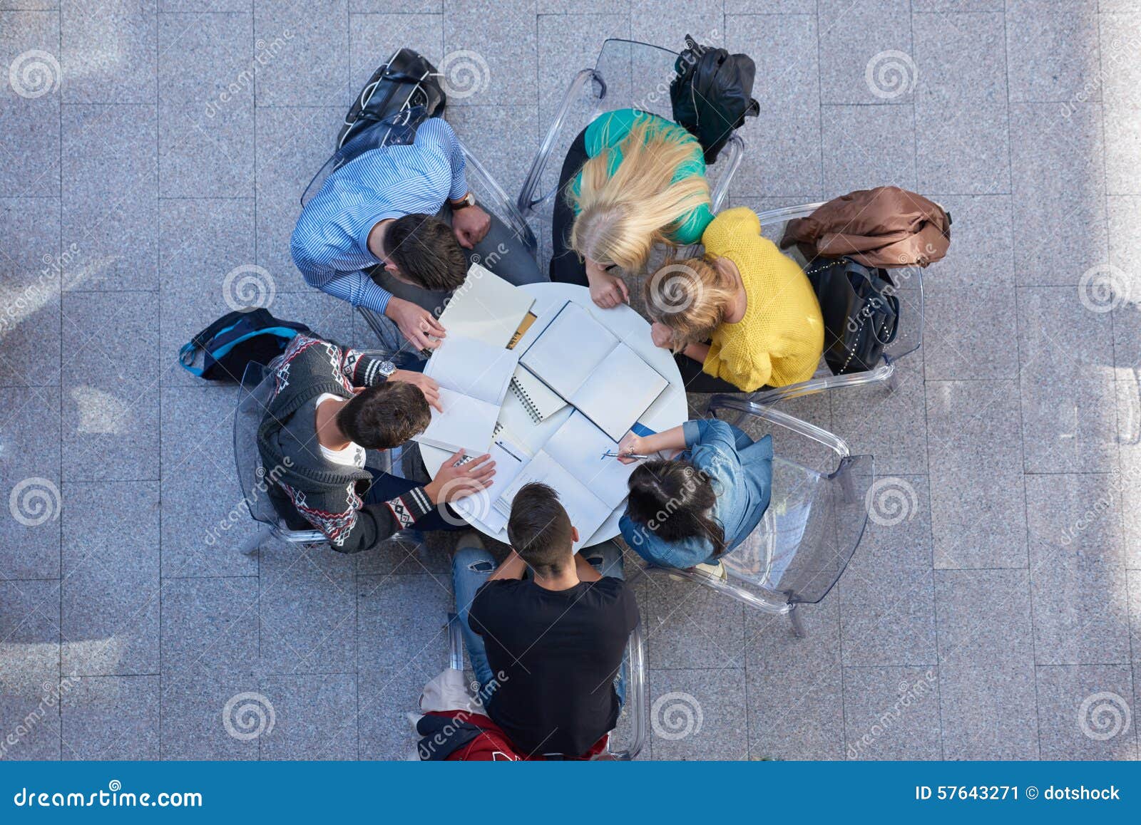 Group of students top view stock image. Image of sitting - 57643271