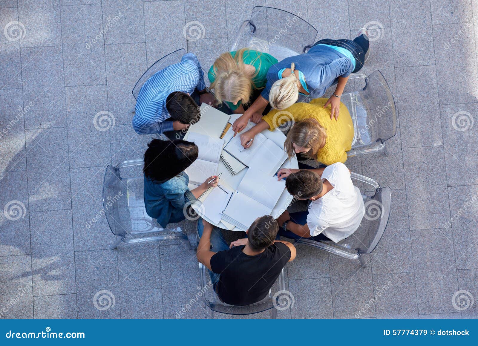 Group of students top view stock image. Image of female - 57774379