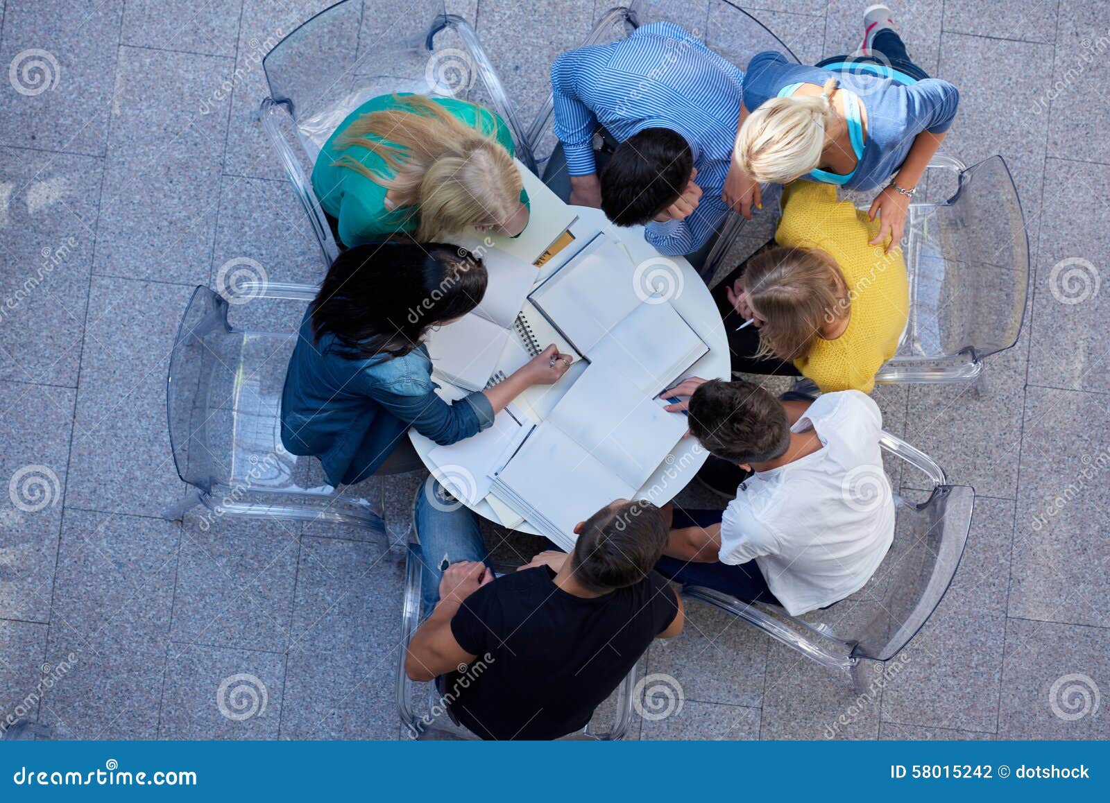 Group of students top view stock photo. Image of girl - 58015242