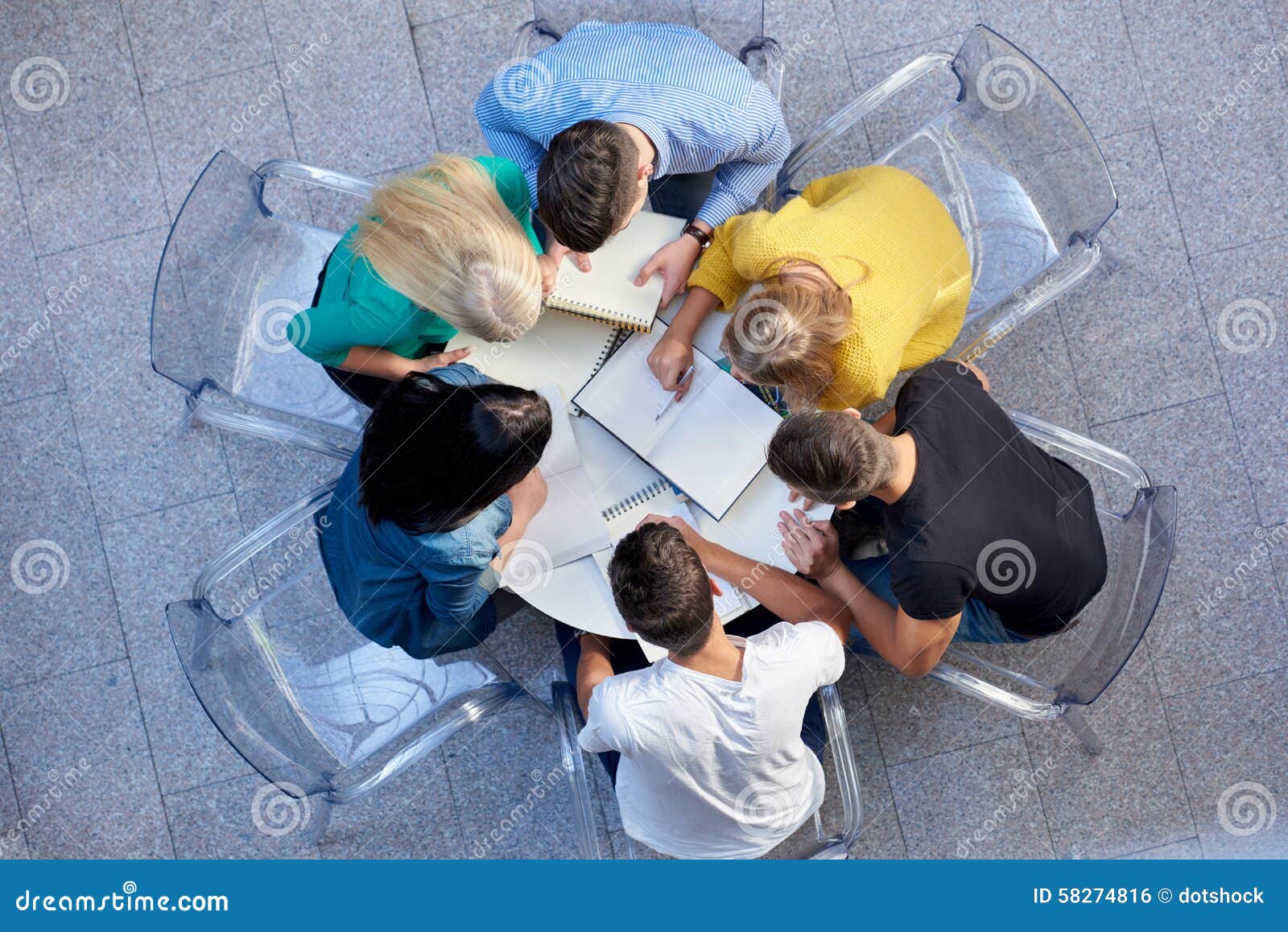 Group of students top view stock photo. Image of girl - 58274816