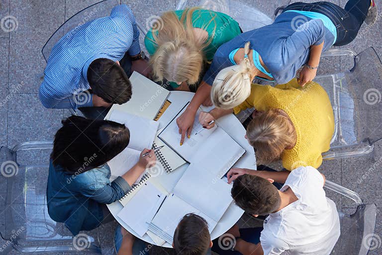 Group of students top view stock photo. Image of table - 58275426