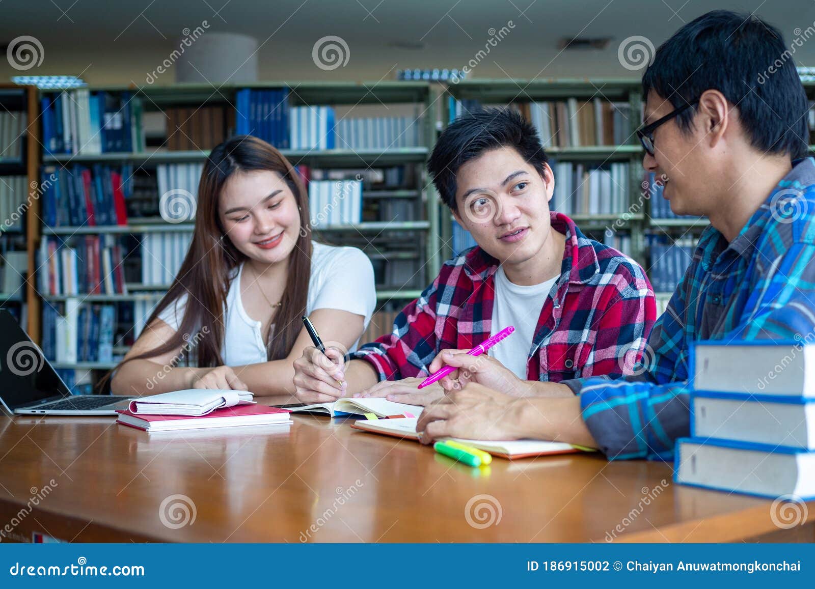 A Group of Students or University Students Enjoy Studying in the ...