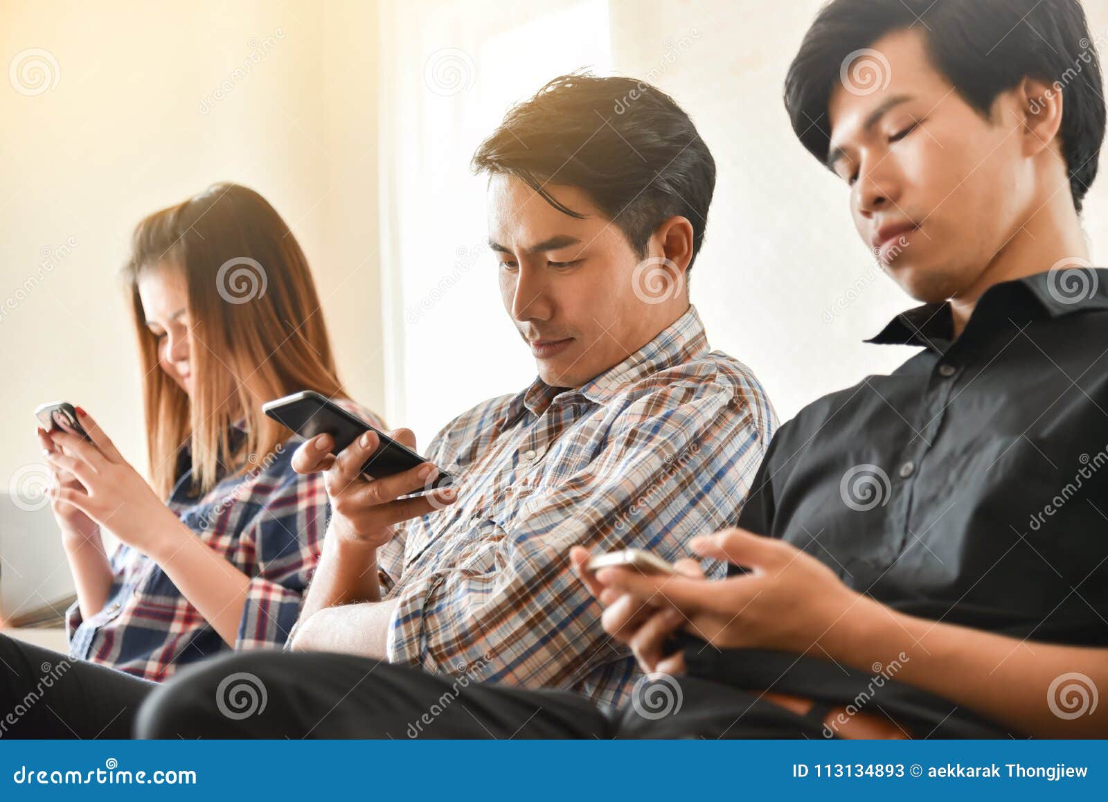Group Students are Using Cell Phones. Stock Image - Image of mobile ...