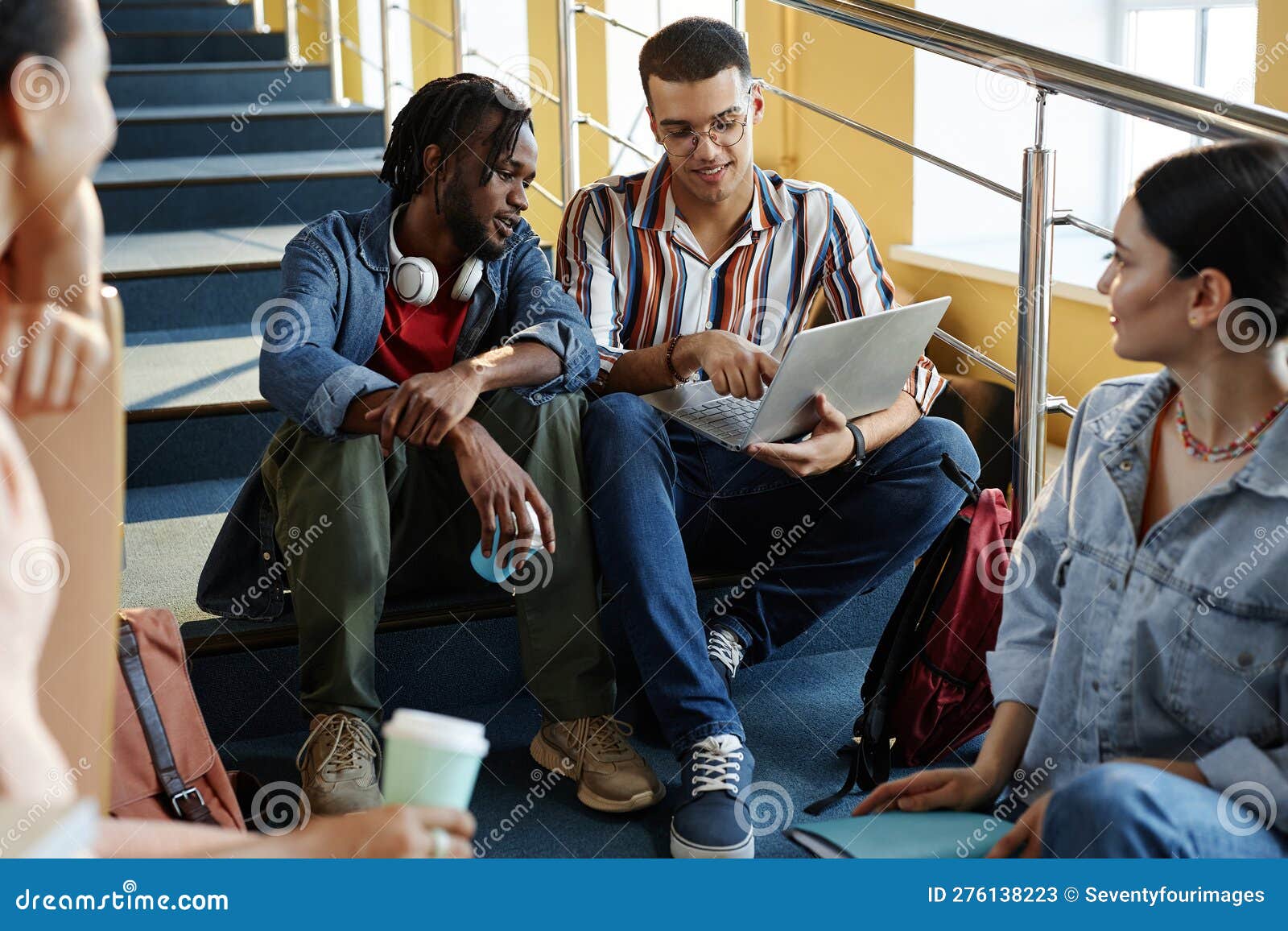 Students Using Laptop at Break Stock Image - Image of classmate ...