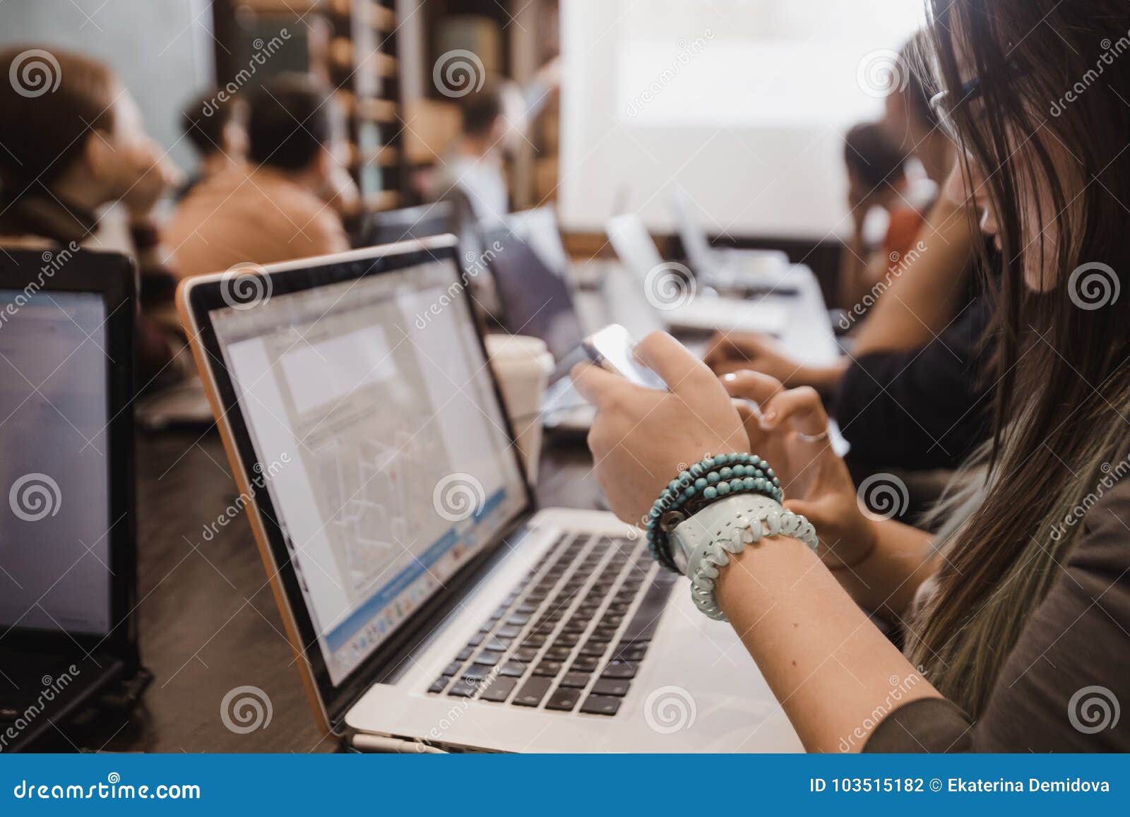 Students in Classroom Working with Laptops Stock Photo - Image of ...
