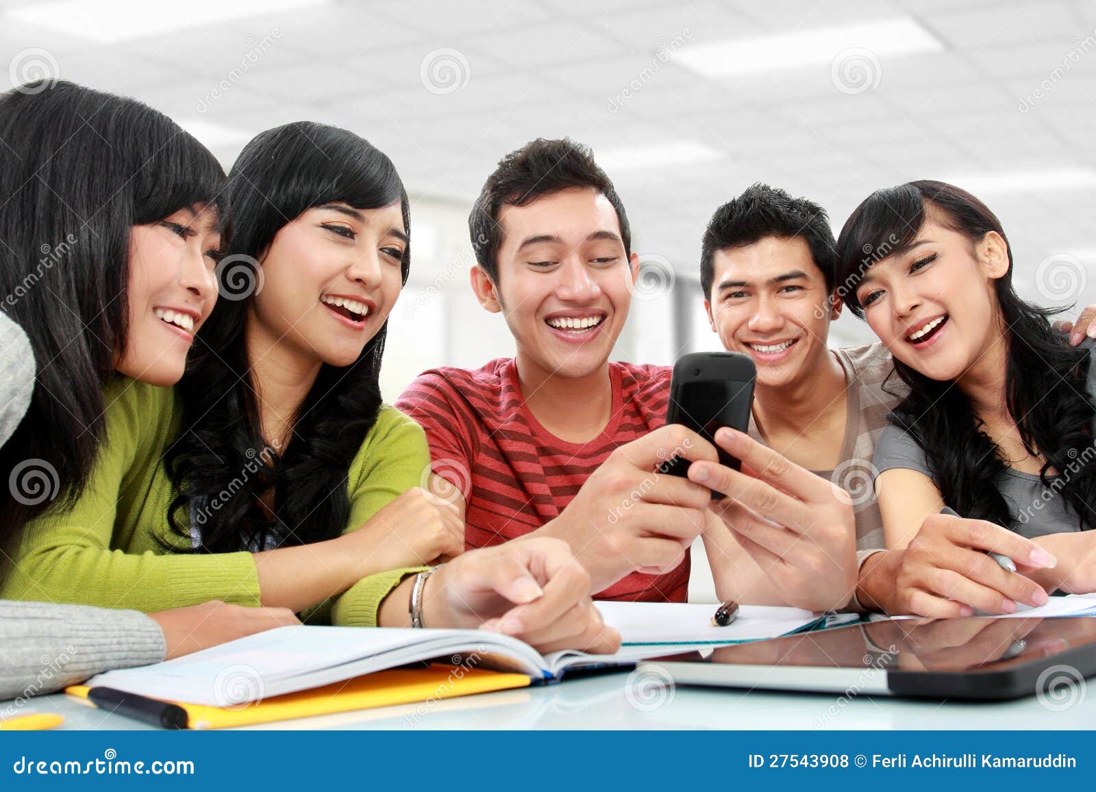Group of Students Using Mobile Phone Stock Photo - Image of success ...