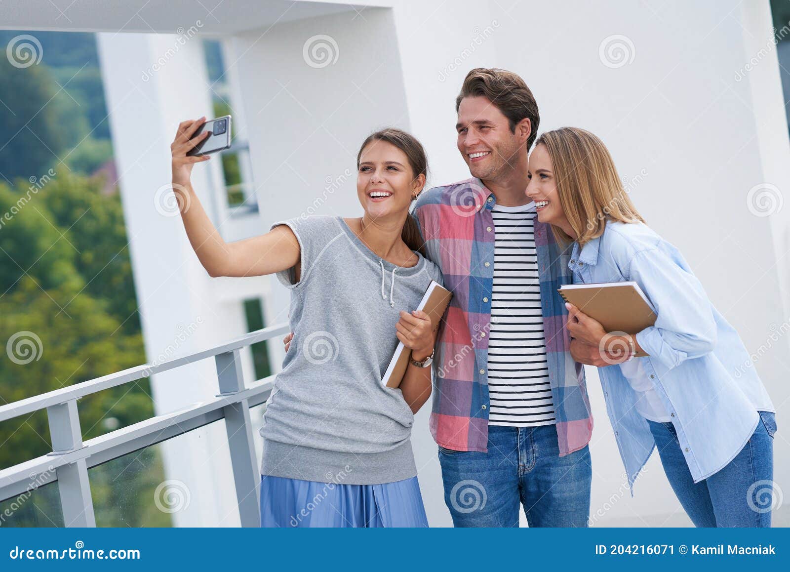 Group of Students Using Smartphone in the Campus Stock Image - Image of ...