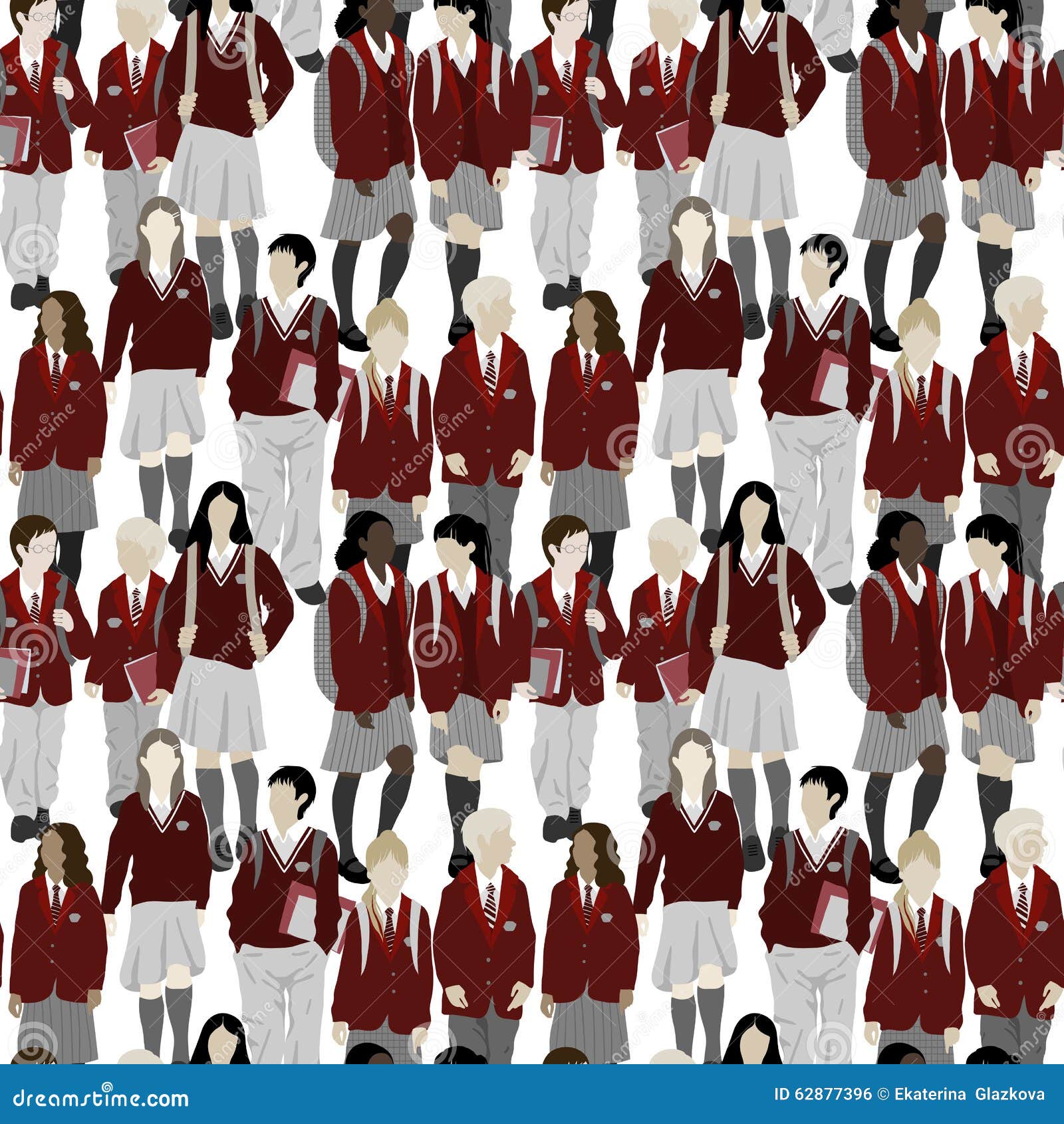 Group of Students - Vector Seamless Pattern Stock Vector - Illustration ...