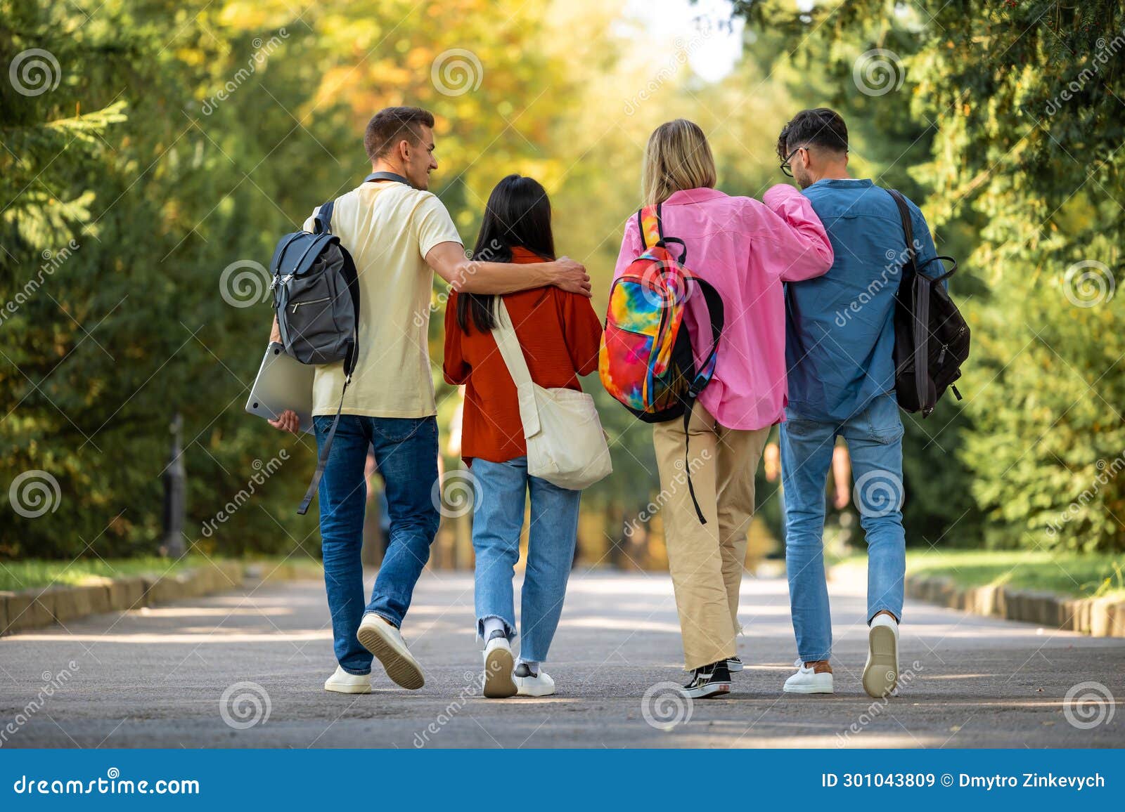 Group of Students Walking in the Park and Looking Excited Stock Image ...