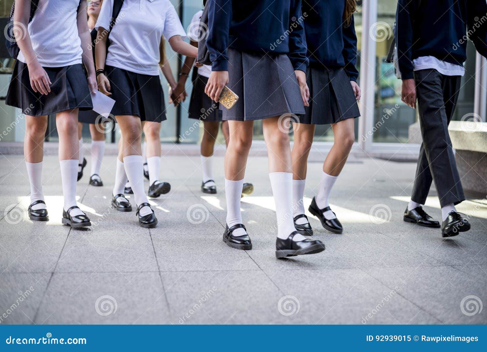 Group of Students Walking at School Stock Image - Image of teenage ...