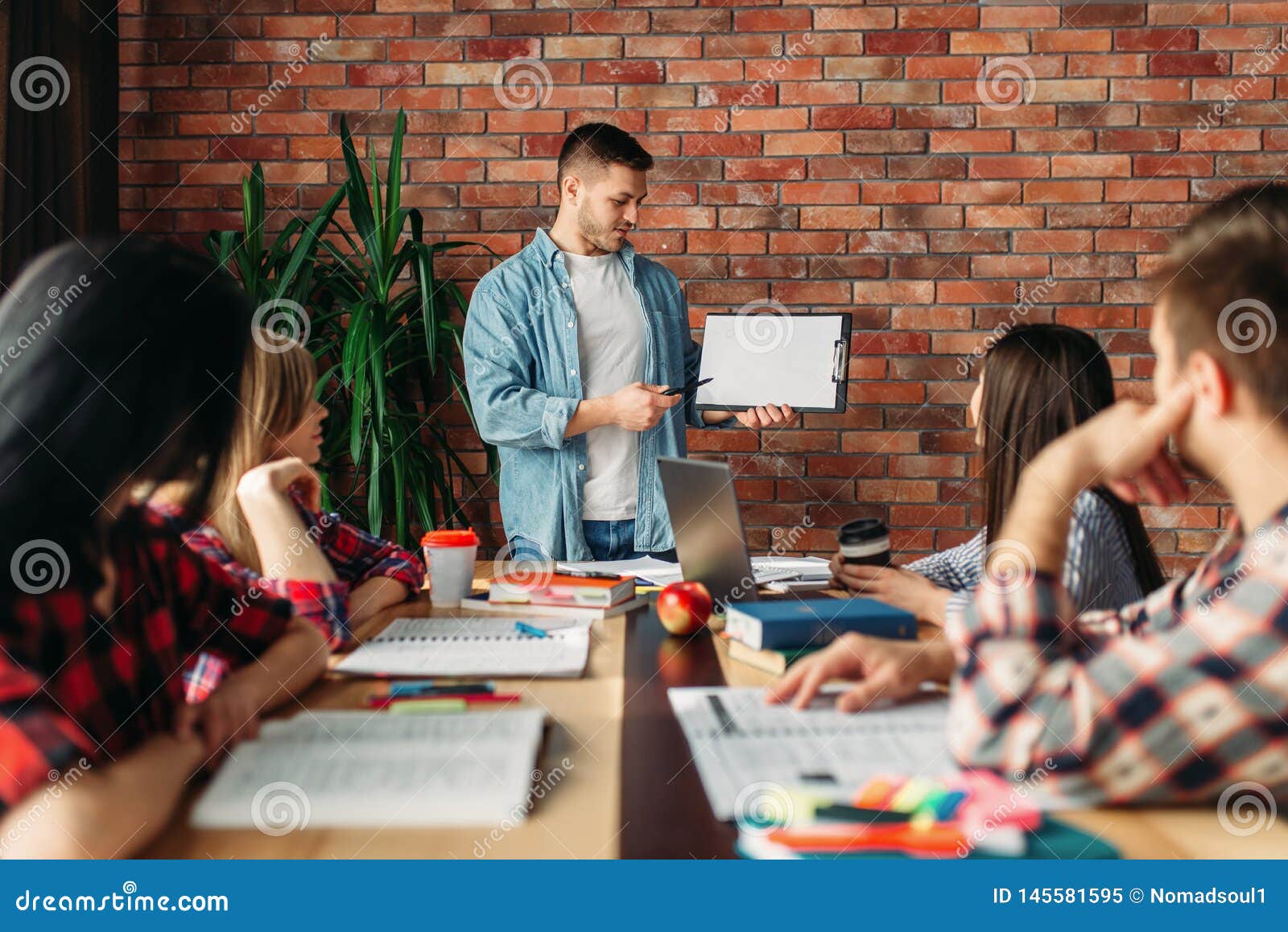 Group of Students Watching for New Presentation Stock Image - Image of ...