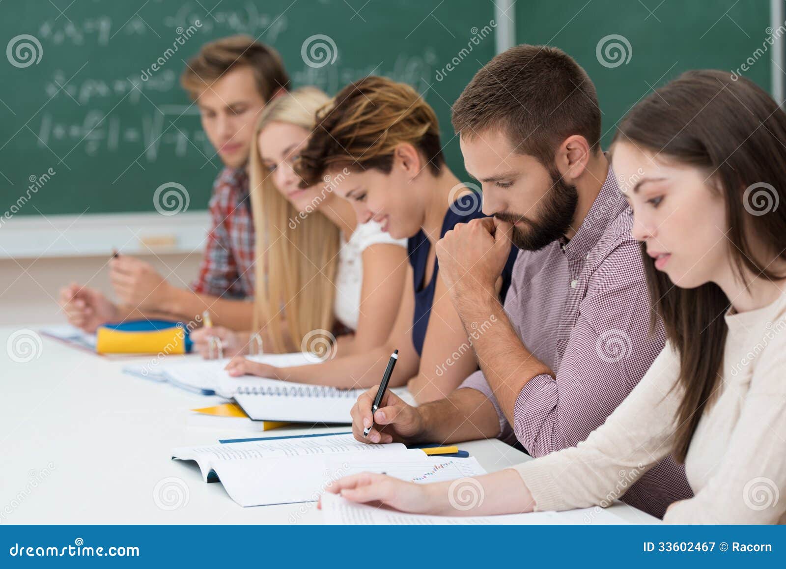 Group of Students at Work in the Classroom Stock Image - Image of ...