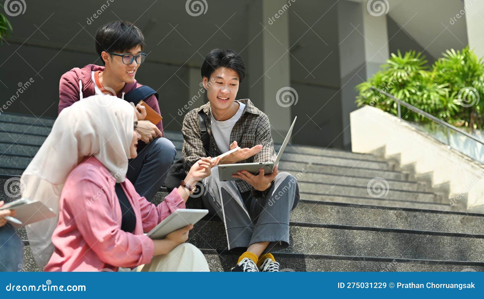 Group of Students are Working on Academic Project or Preparing for Exam ...