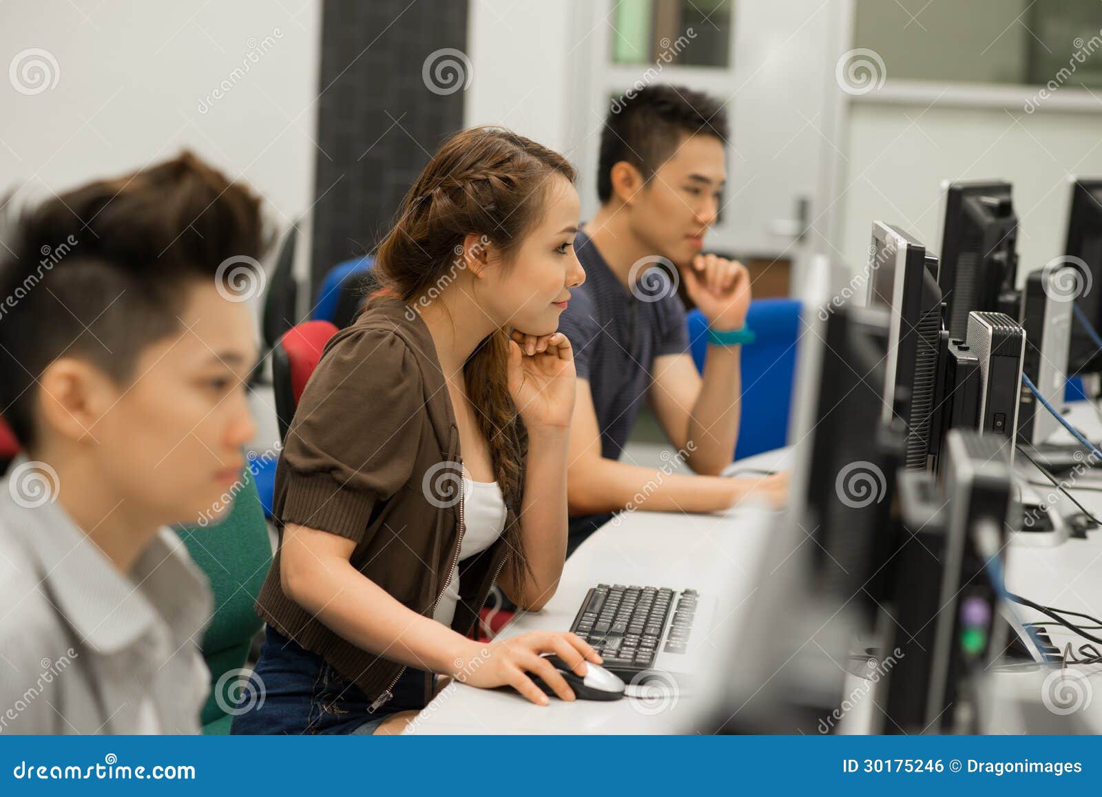 Working in a classroom stock photo. Image of modern, female - 30175246