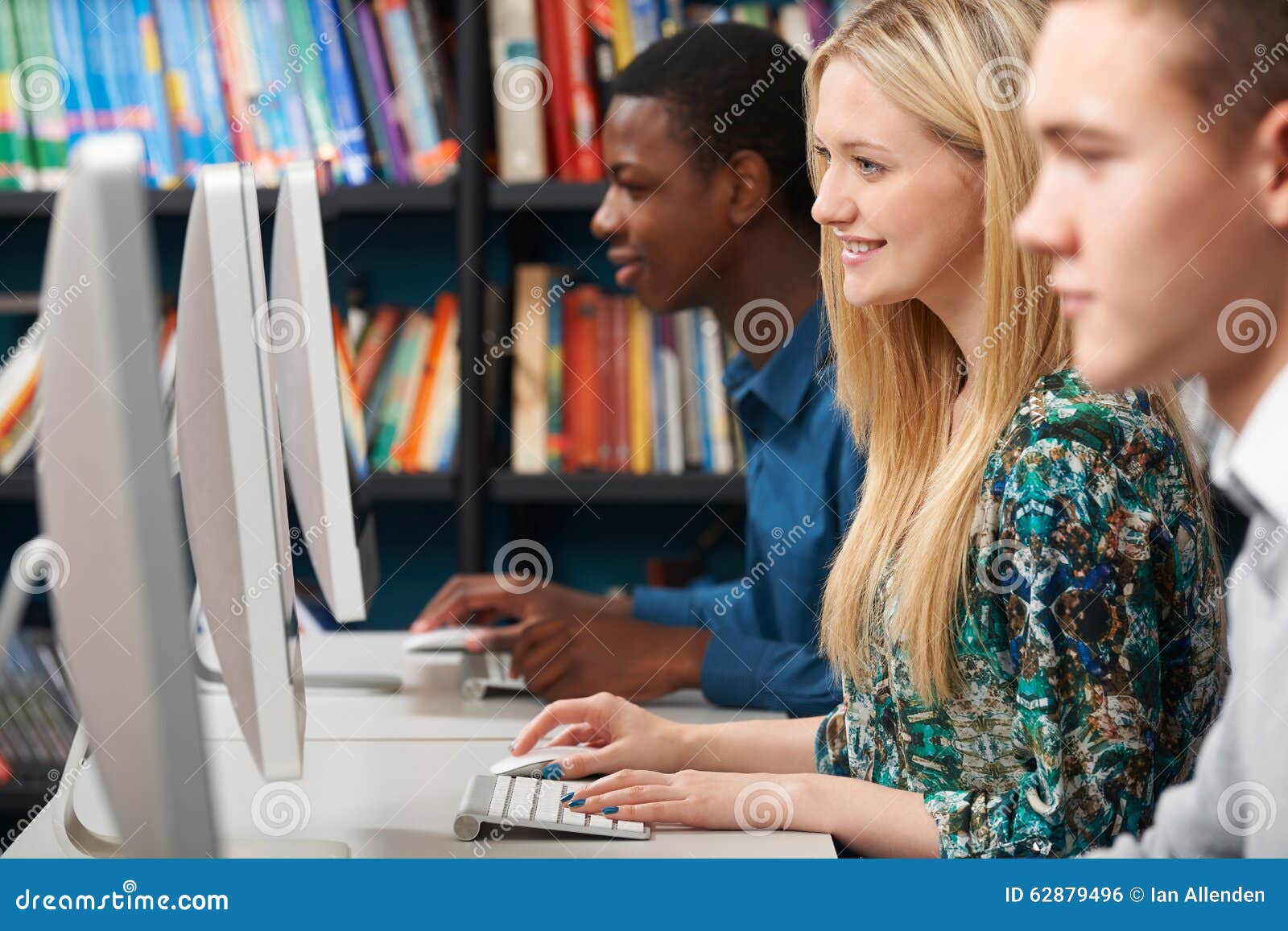 Group of Students Working at Computers in Classroom Stock Photo - Image ...