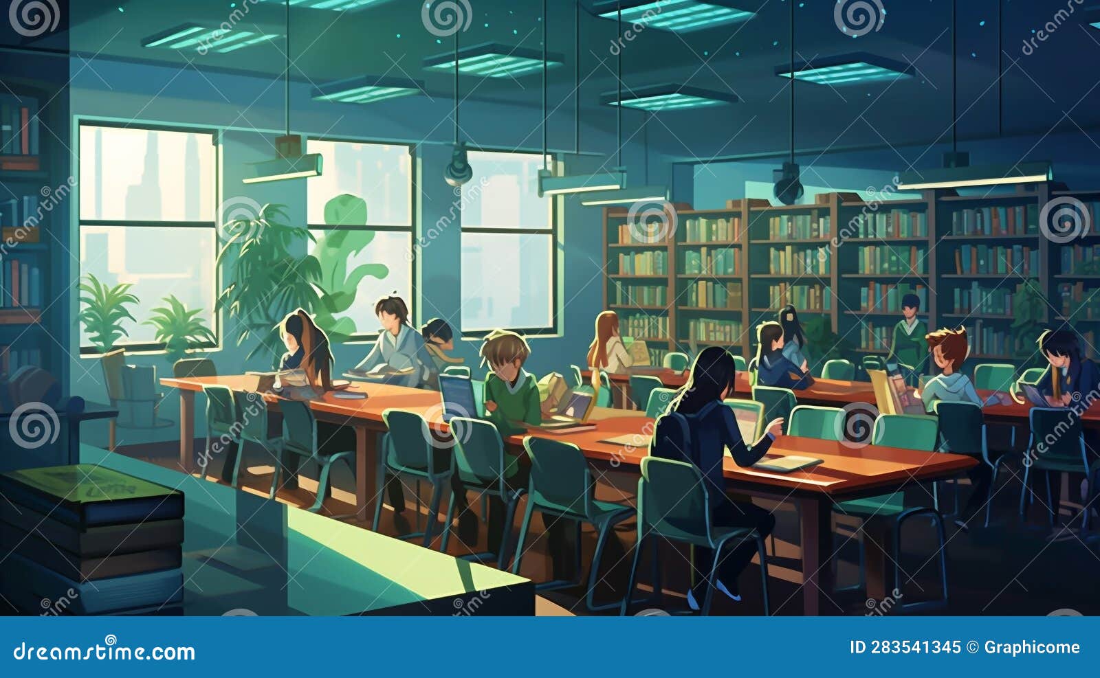 Students Working in a Classroom Stock Illustration - Illustration of ...