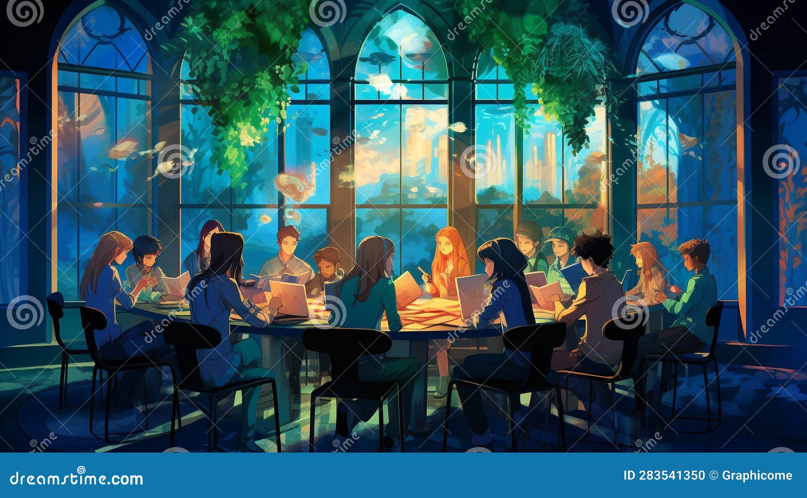 Students Working in a Classroom Stock Illustration - Illustration of ...