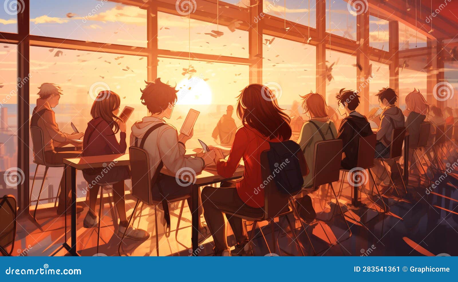 Students Working in a Classroom Stock Illustration - Illustration of ...