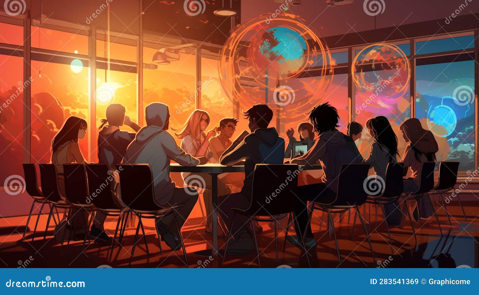 Students Working in a Classroom Stock Illustration - Illustration of ...