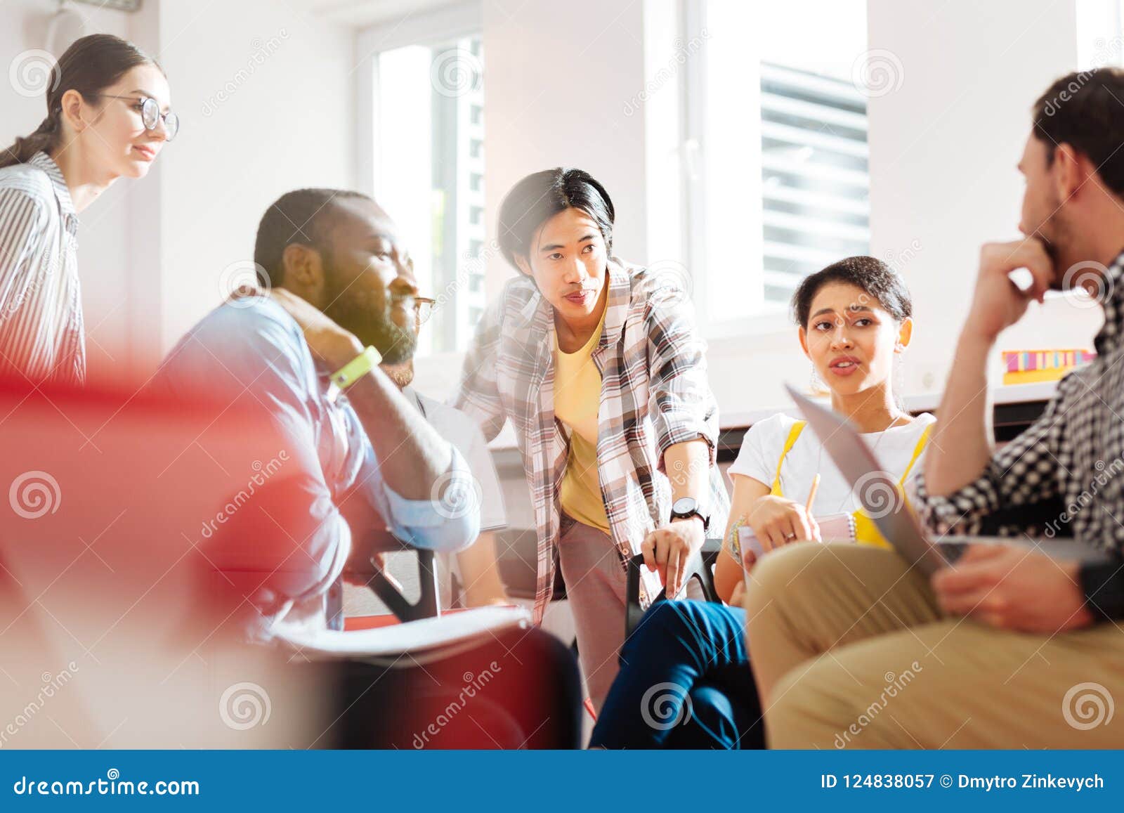 Group of Students Working at the Project and Sharing Ideas Stock Image ...