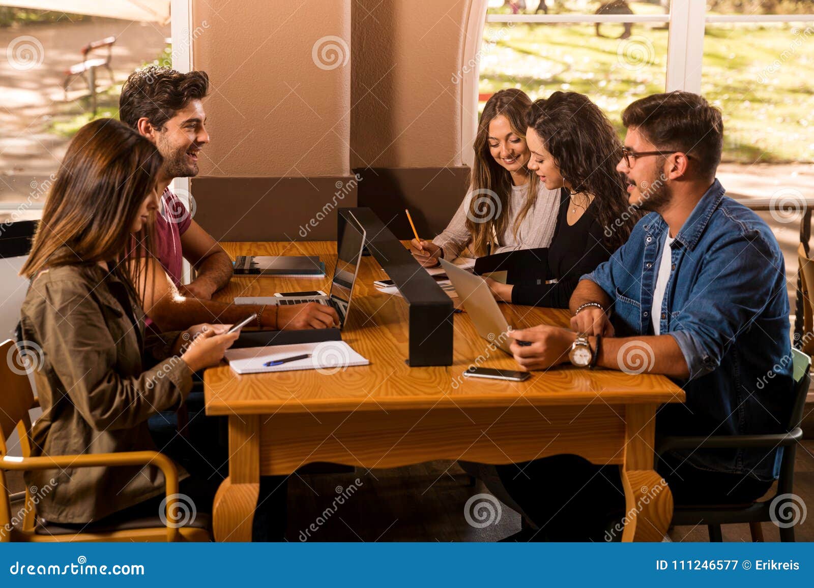 Group of Students Working Together Stock Image - Image of education ...
