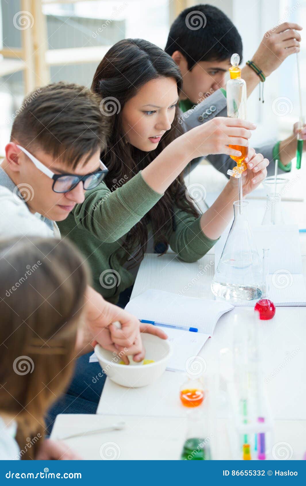 Group of Students Working Together at Laboratory Stock Photo - Image of ...