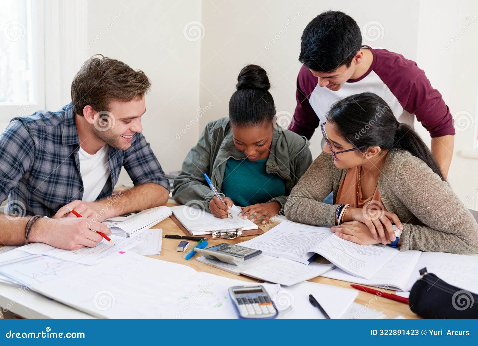 Group, Students and Writing Notes in University for Learning, Knowledge ...