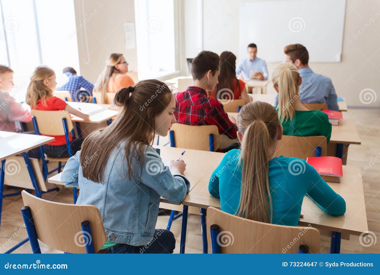 Group of Students Writing School Test Stock Image - Image of pupil ...
