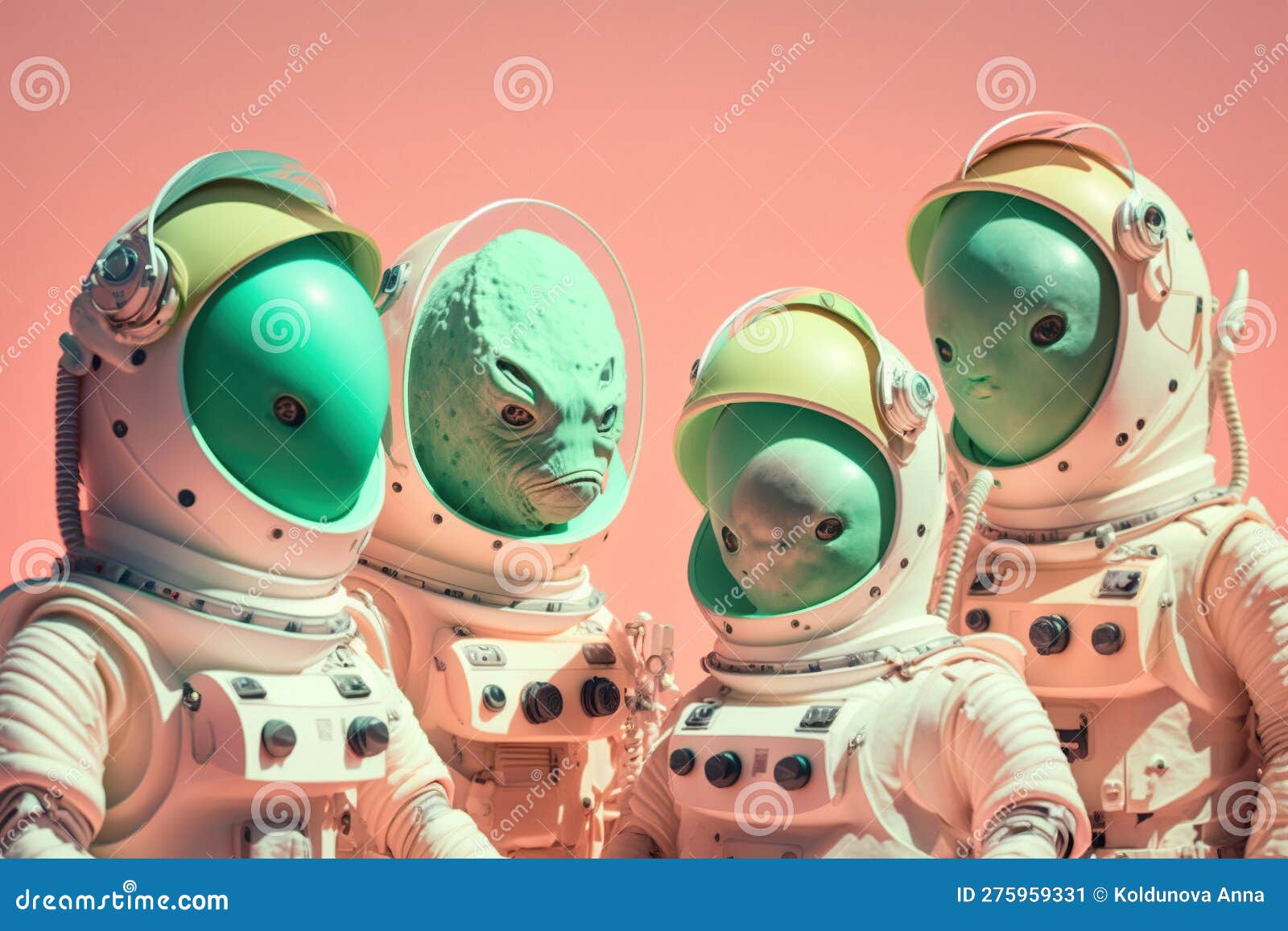 Group Studio Portrait of Aliens Dressed As Astronauts, Created with ...