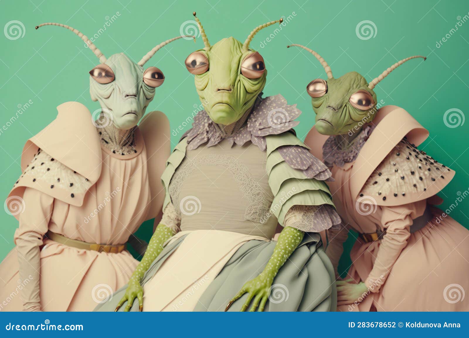 A Group Of Mantises Camouflaged In The Leaves Of A Plant, Waiting For ...