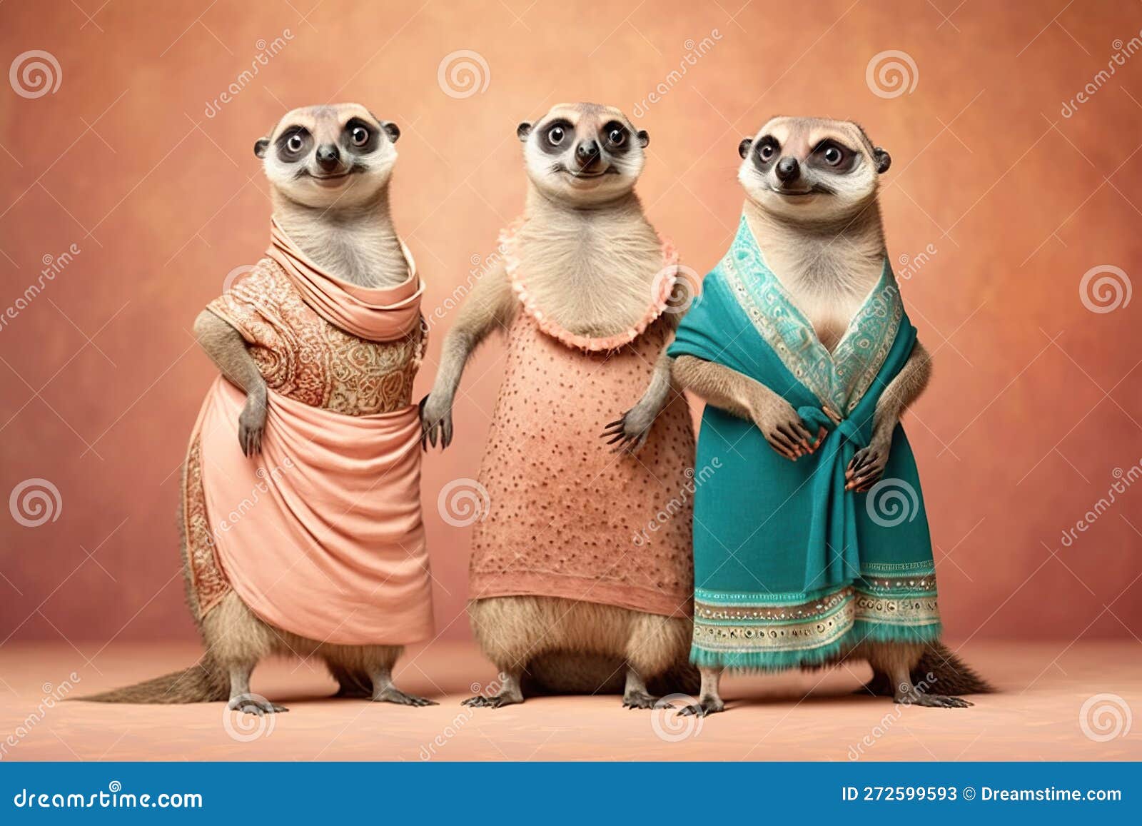 Group Studio Portrait of Fat Meerkats in Clothes, Created with ...