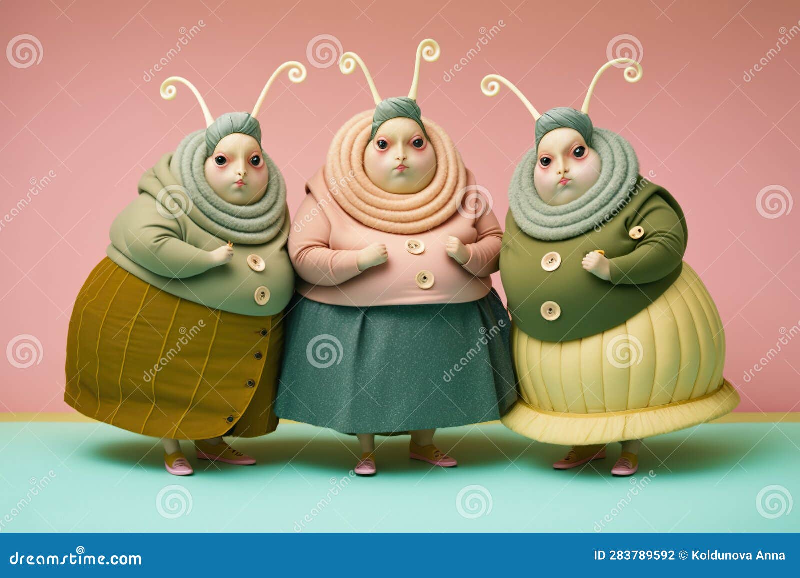 Group Studio Portrait of Fat Snails in Clothes, Concept of ...