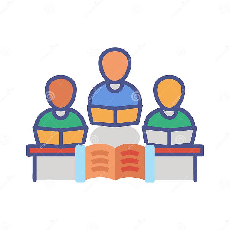 Group Study Icon for Learning Stock Vector - Illustration of education ...