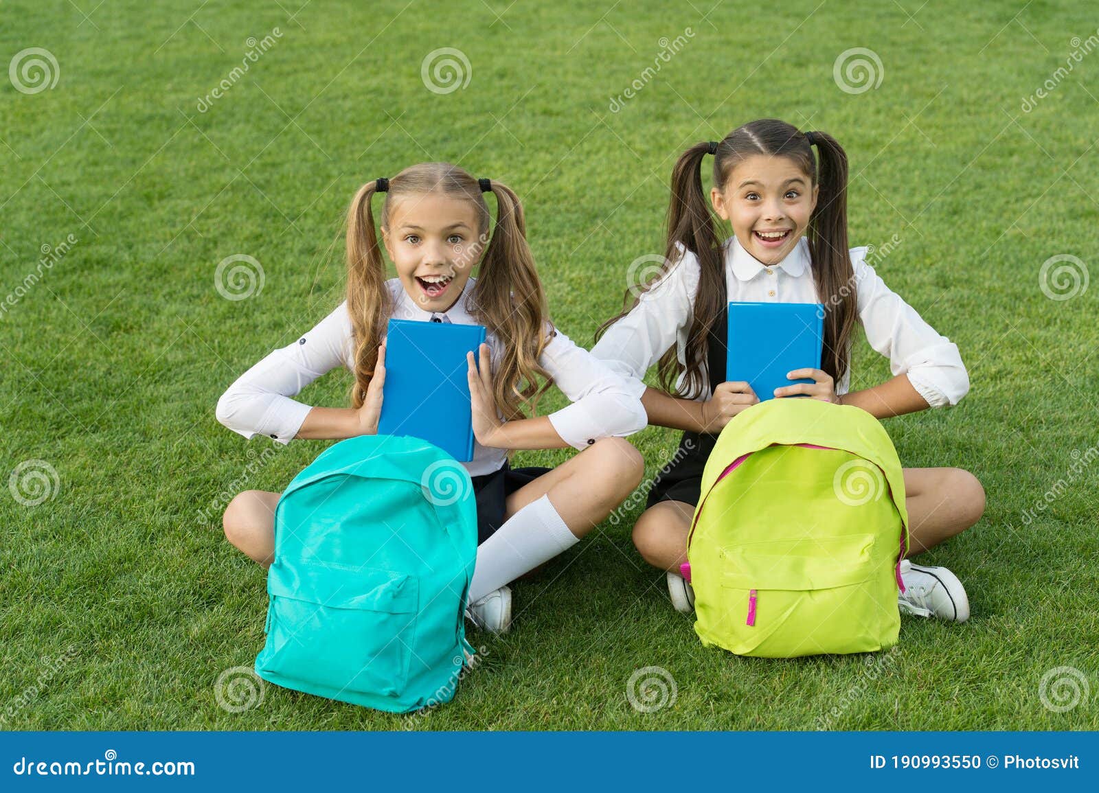 Girls Classmates Study Chemistry. Microscope And Test Tubes On Table ...