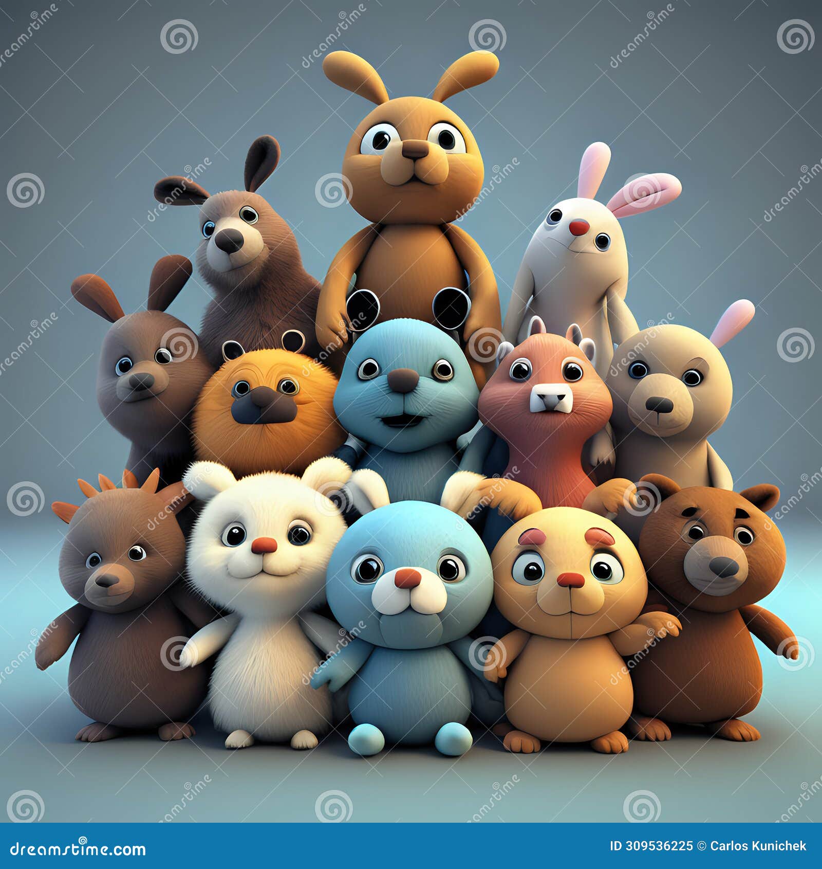 A Group of Stuffed Animals are Standing Together-generated by Ai Stock ...