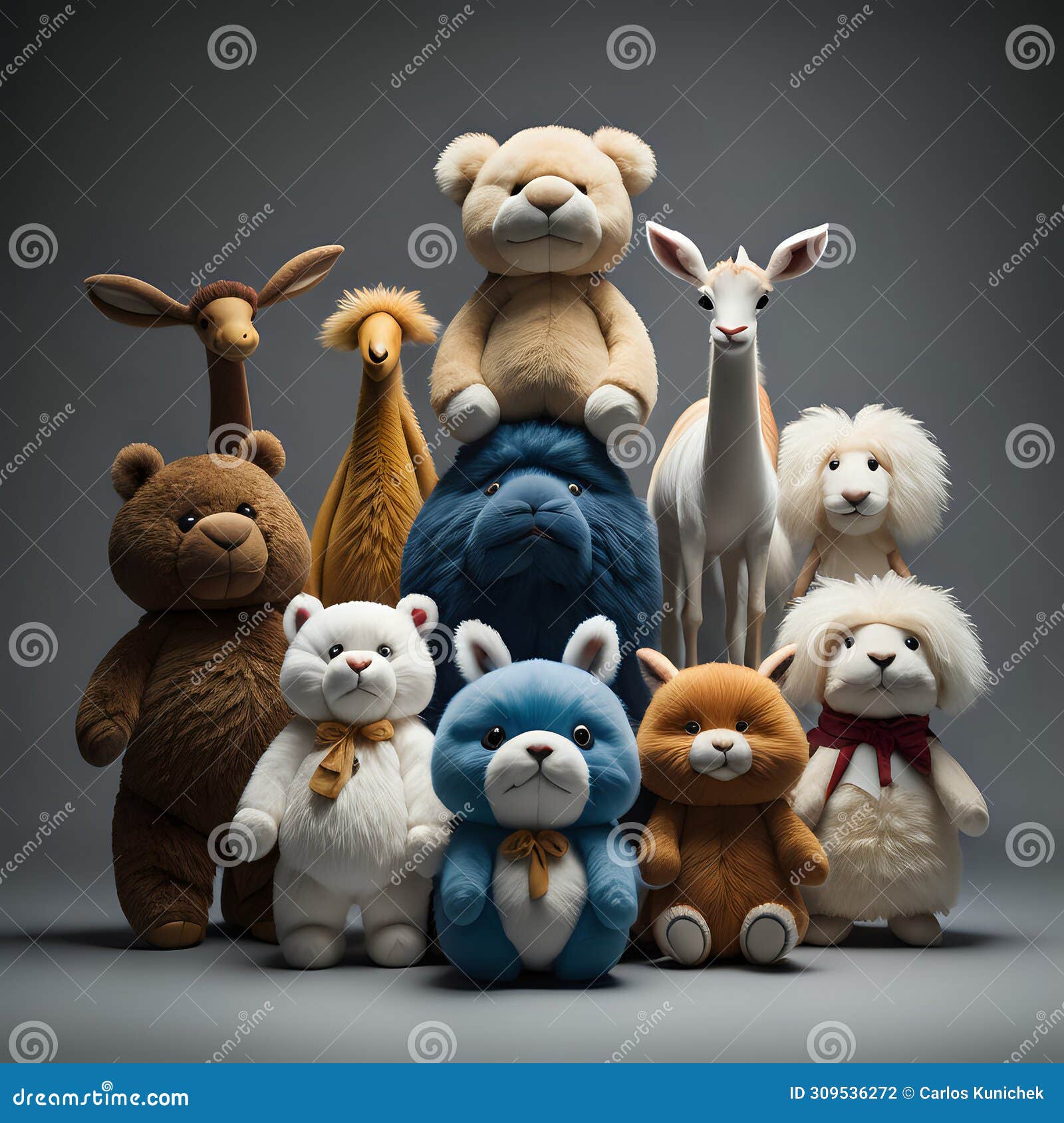 A Group of Stuffed Animals are Standing Together-generated by Ai Stock ...