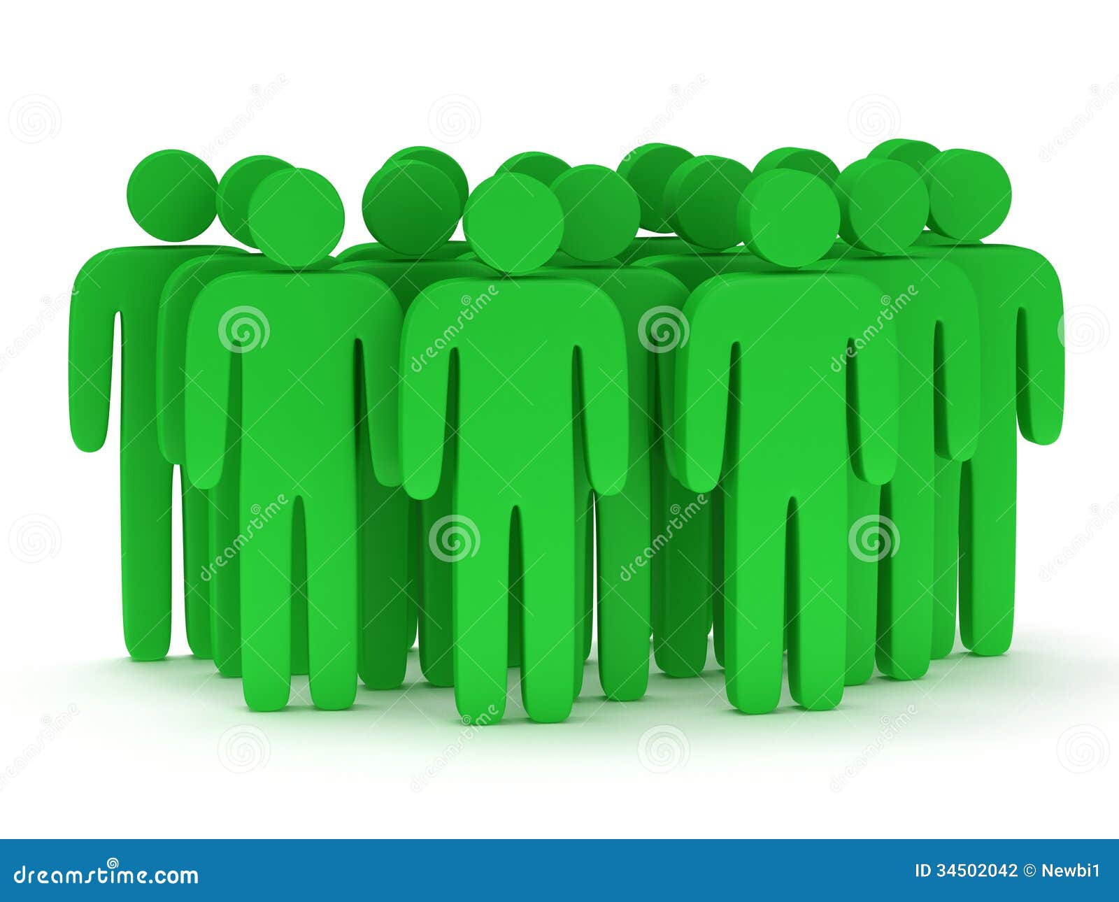 Group of Stylized Green People Stand on White Stock Illustration ...