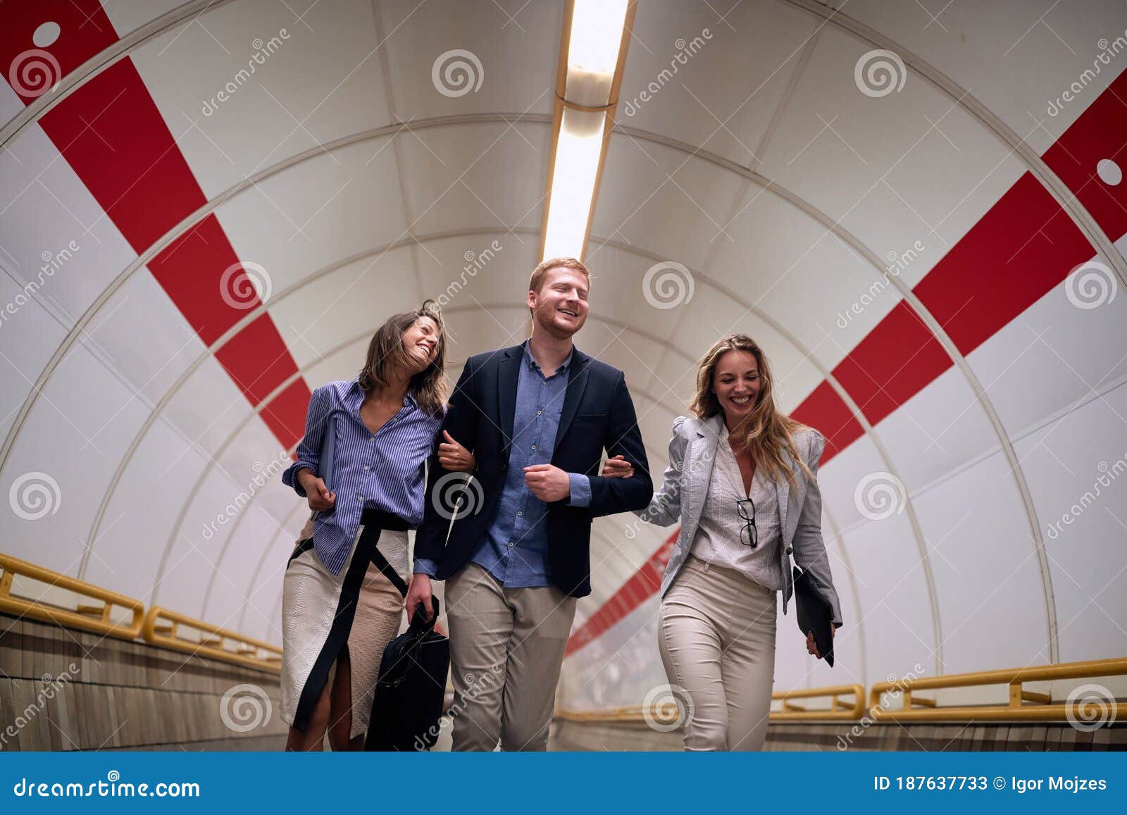 Group of Successful Business People Going To Work with Metro Station ...