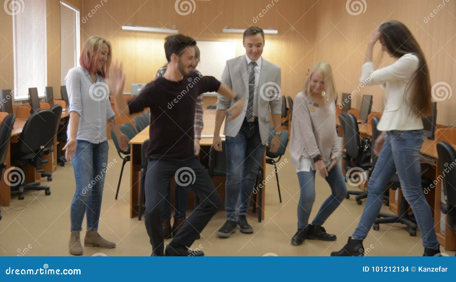 Group of Successful People Dancing in a Computer Room Stock Footage ...