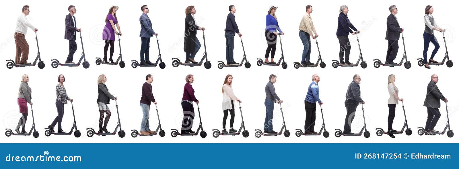 Group of Successful People on Scooter Isolated Stock Photo - Image of teamwork, people: 268147254