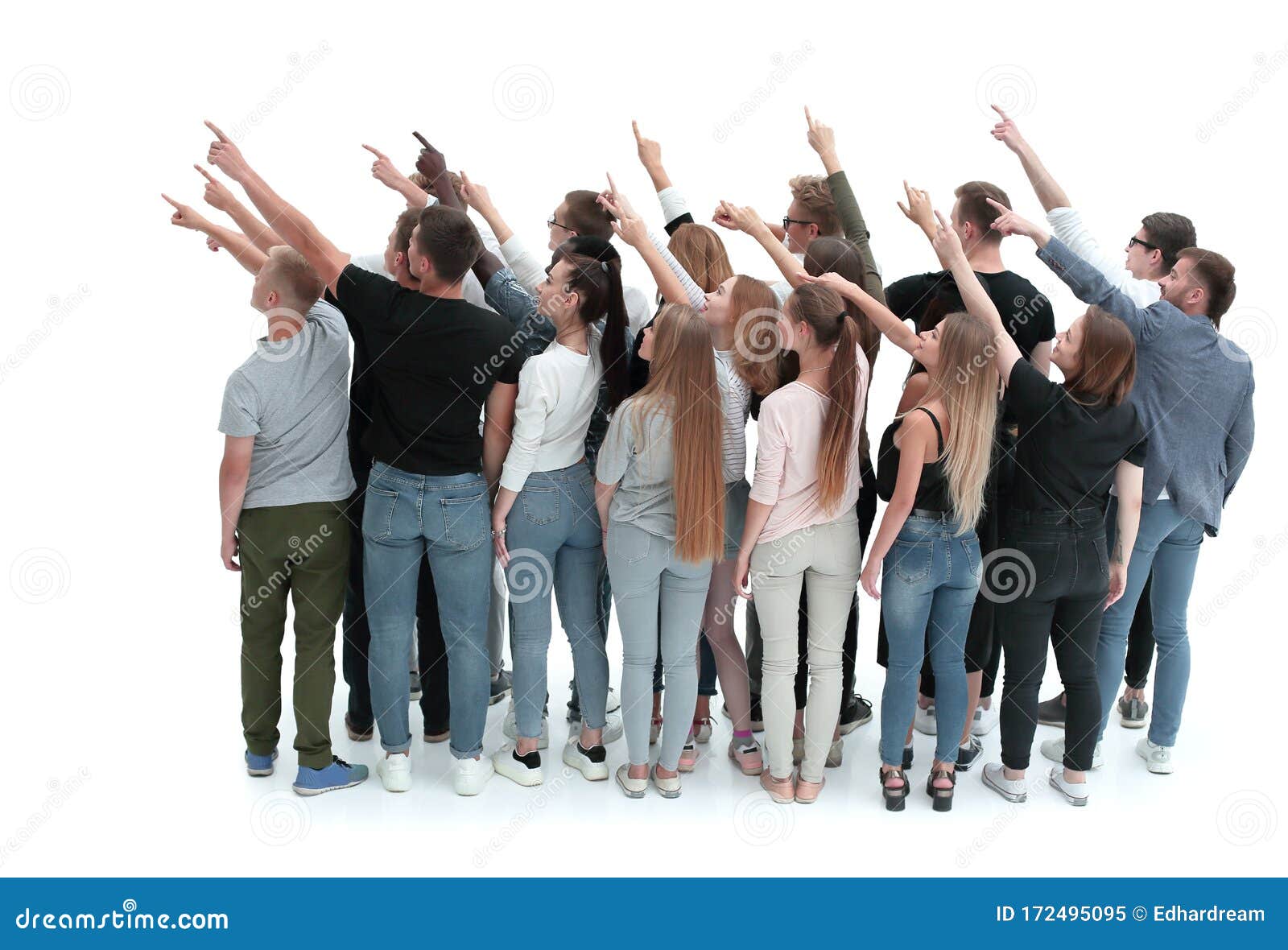 Group of Successful Young People Pointing in One Direction Stock Image ...