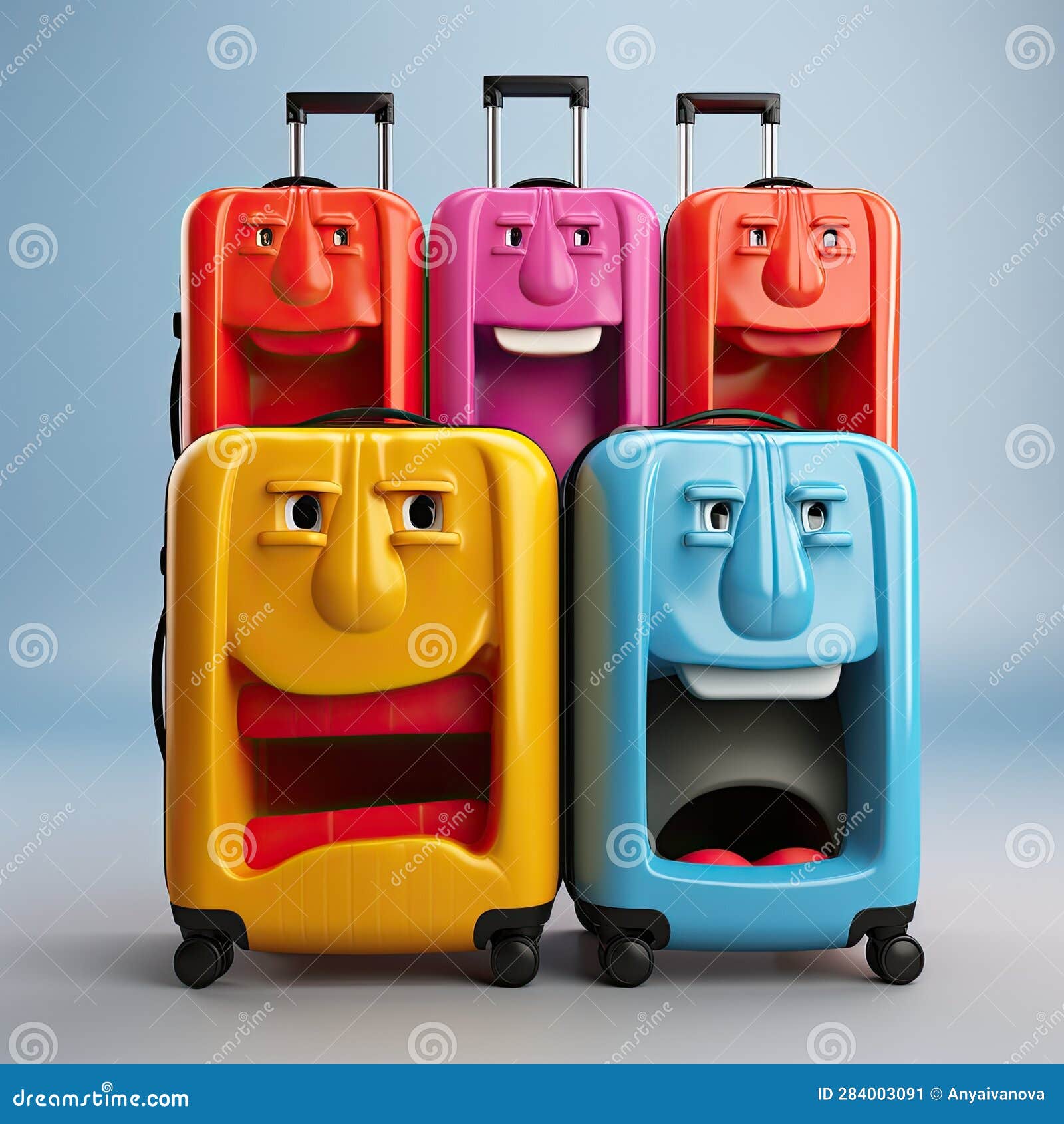 A Group of Suitcases with Faces Painted on Them. Generative AI Image ...