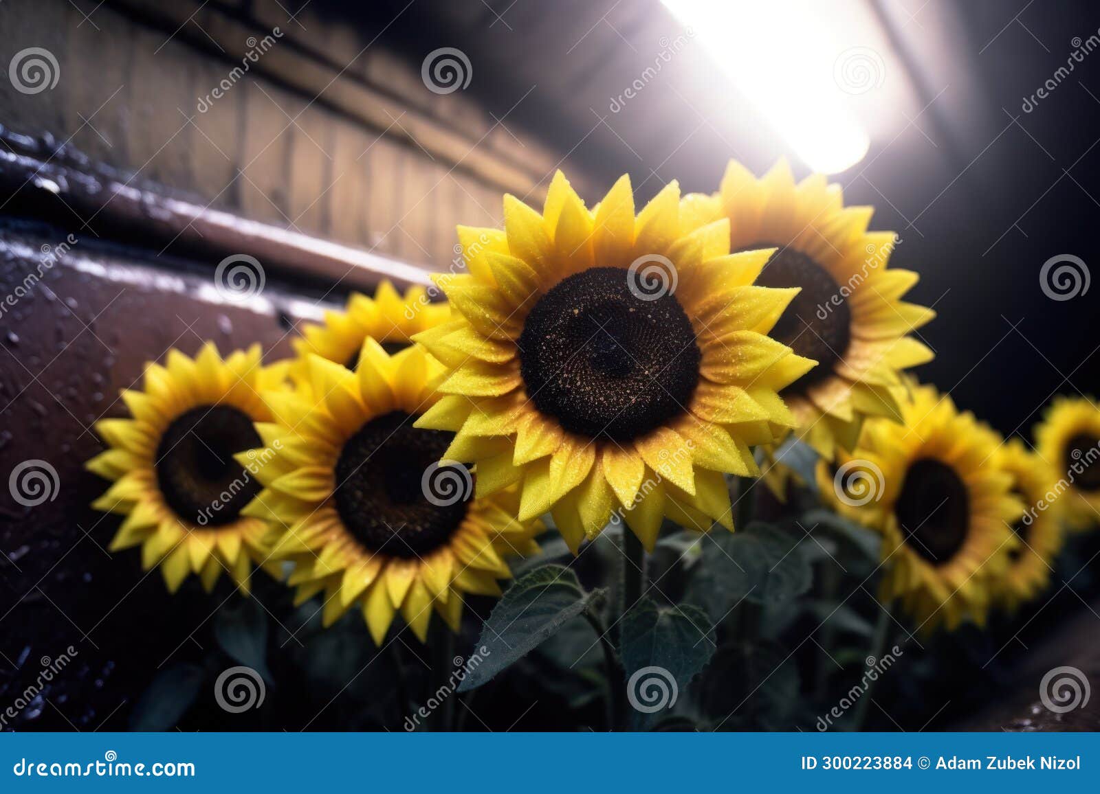 A Group of Sunflowers in a Row Stock Illustration - Illustration of petal, plant: 300223884